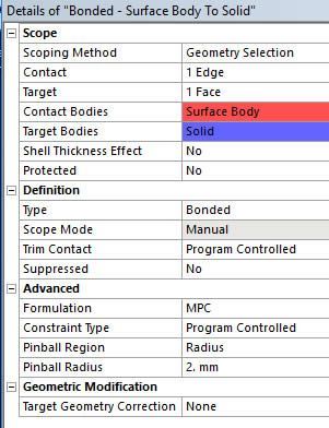 Connecting a Surface Body Edge to a Rigid Body Face | Ansys WB